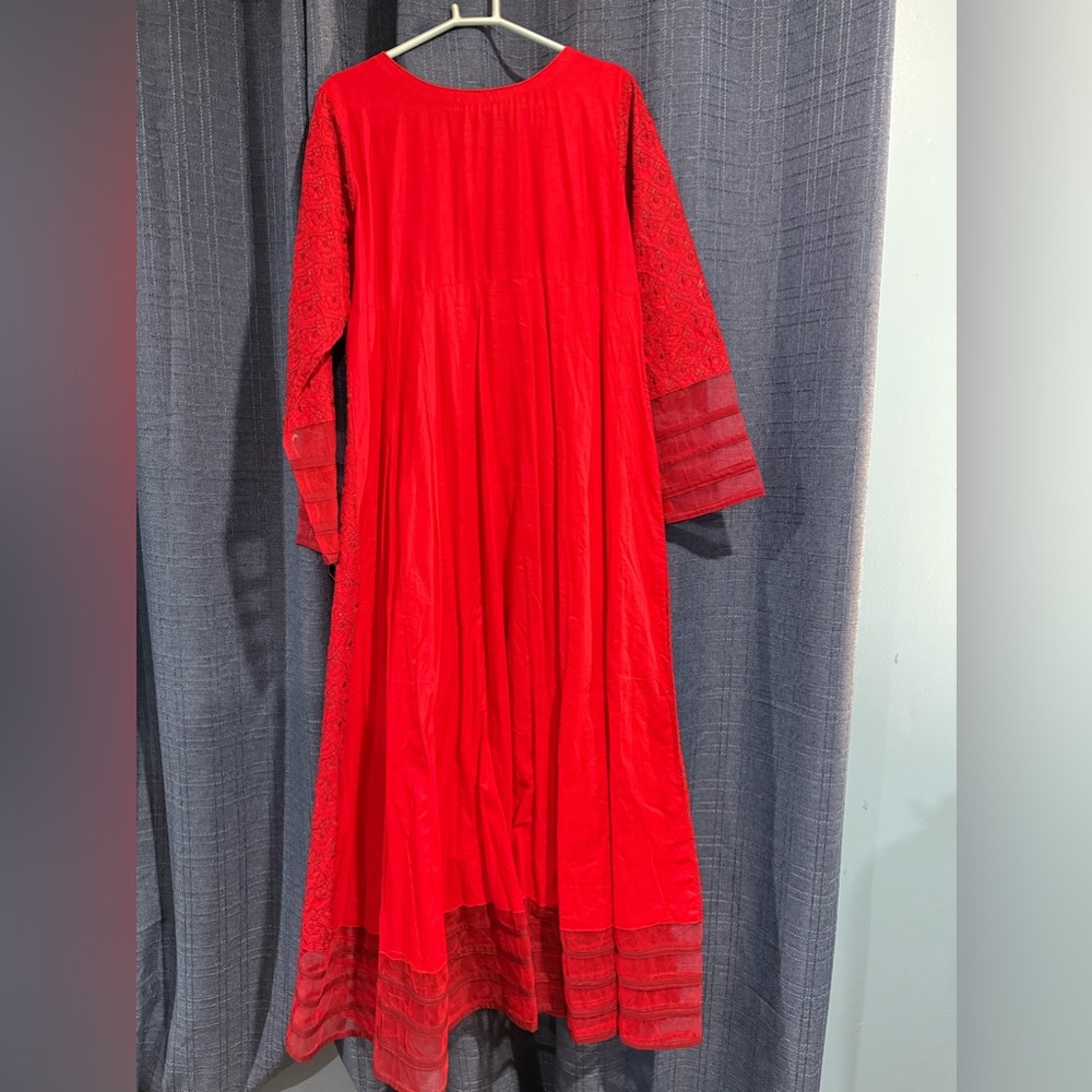 Red Embroidered Frock - Gem